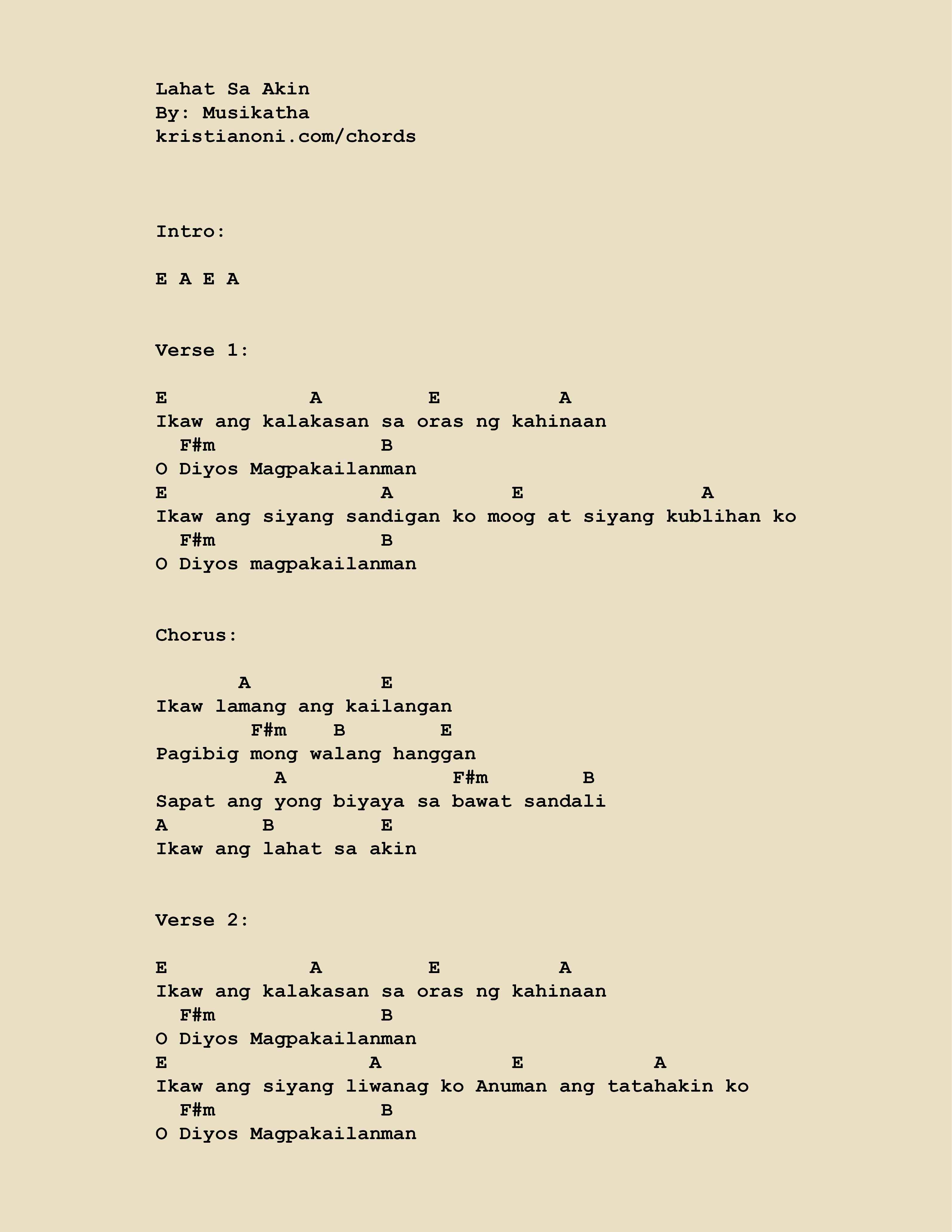 Lahat Sa Akin Chords - Musikatha